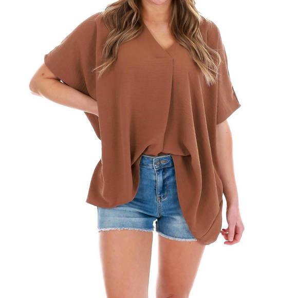 entro | Tops | New Entro Perfect For Me Vneck Top In Camel | Poshmark